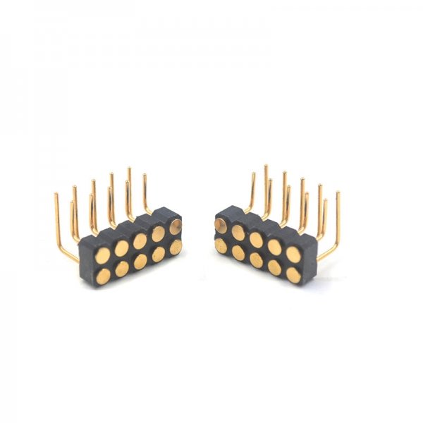 10 pin female right angle spring contact connector
