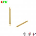 Through hole spring loaded electrical contact pins