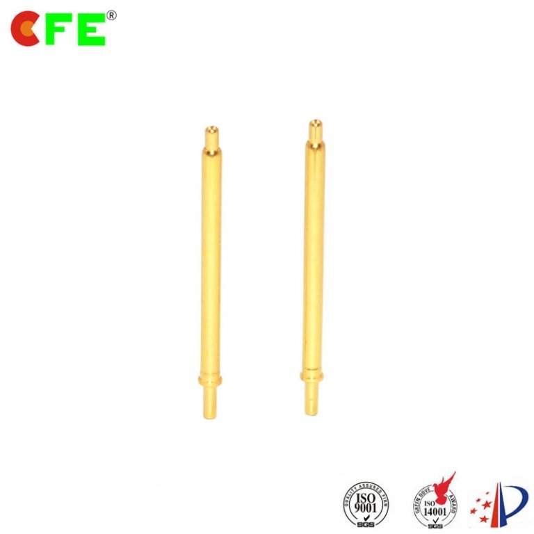 Through hole spring loaded electrical contact pins