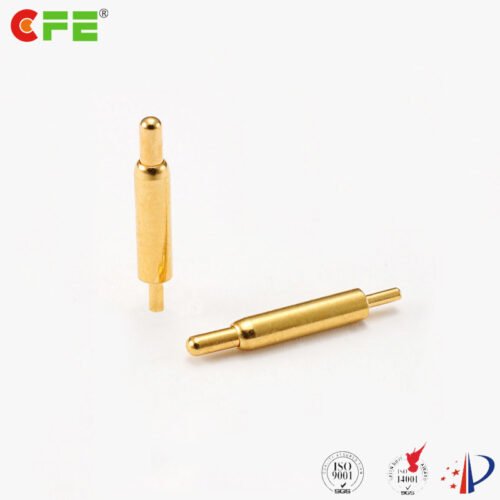 Through hole spring loaded electrical contact pins