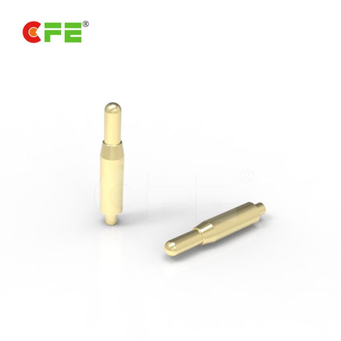 Through hole spring loaded electrical contact pins