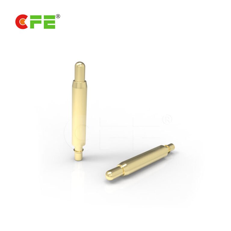 Through hole spring loaded electrical contact pins