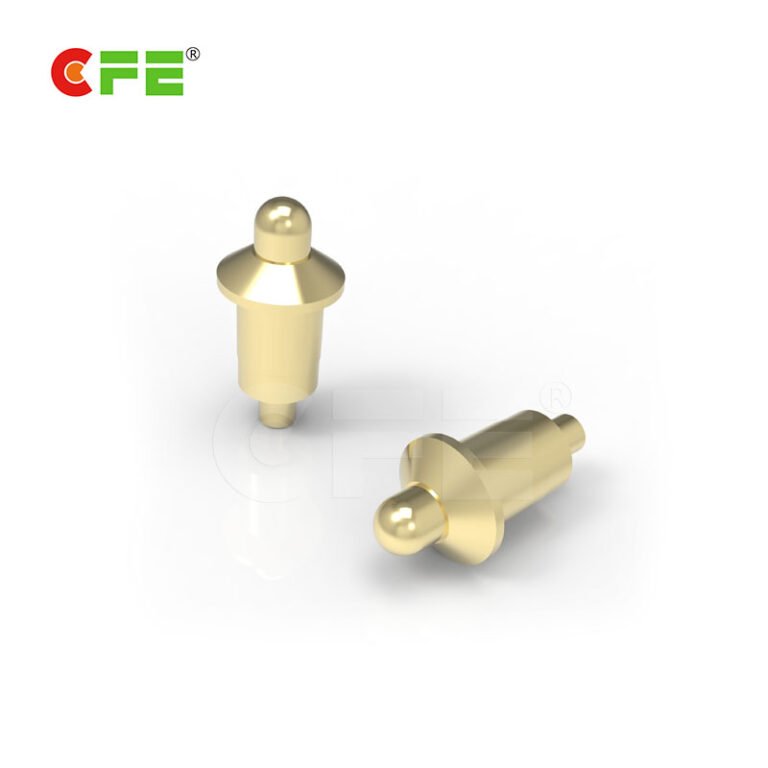 Through hole spring loaded electrical contact pins