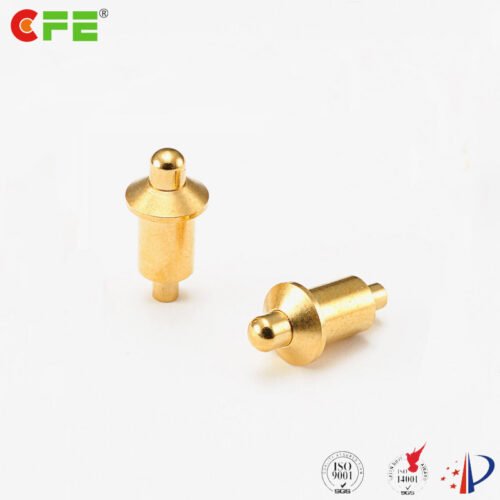 Through hole spring loaded electrical contact pins