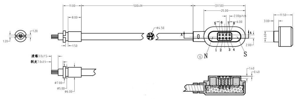 8 Pin Magnetic Cable Connector - High Quality - CFECONN